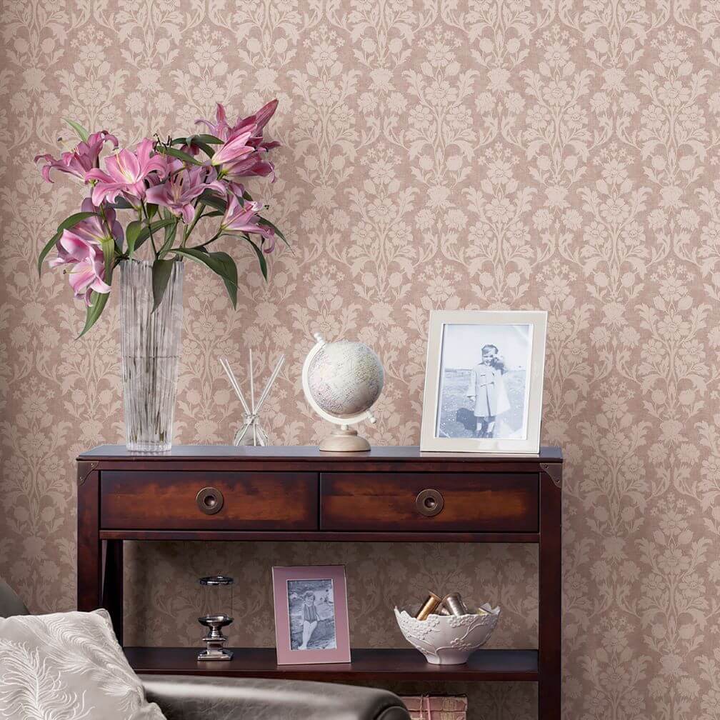 Laura Ashley Semington Silhouette Plaster Pink Wallpaper
