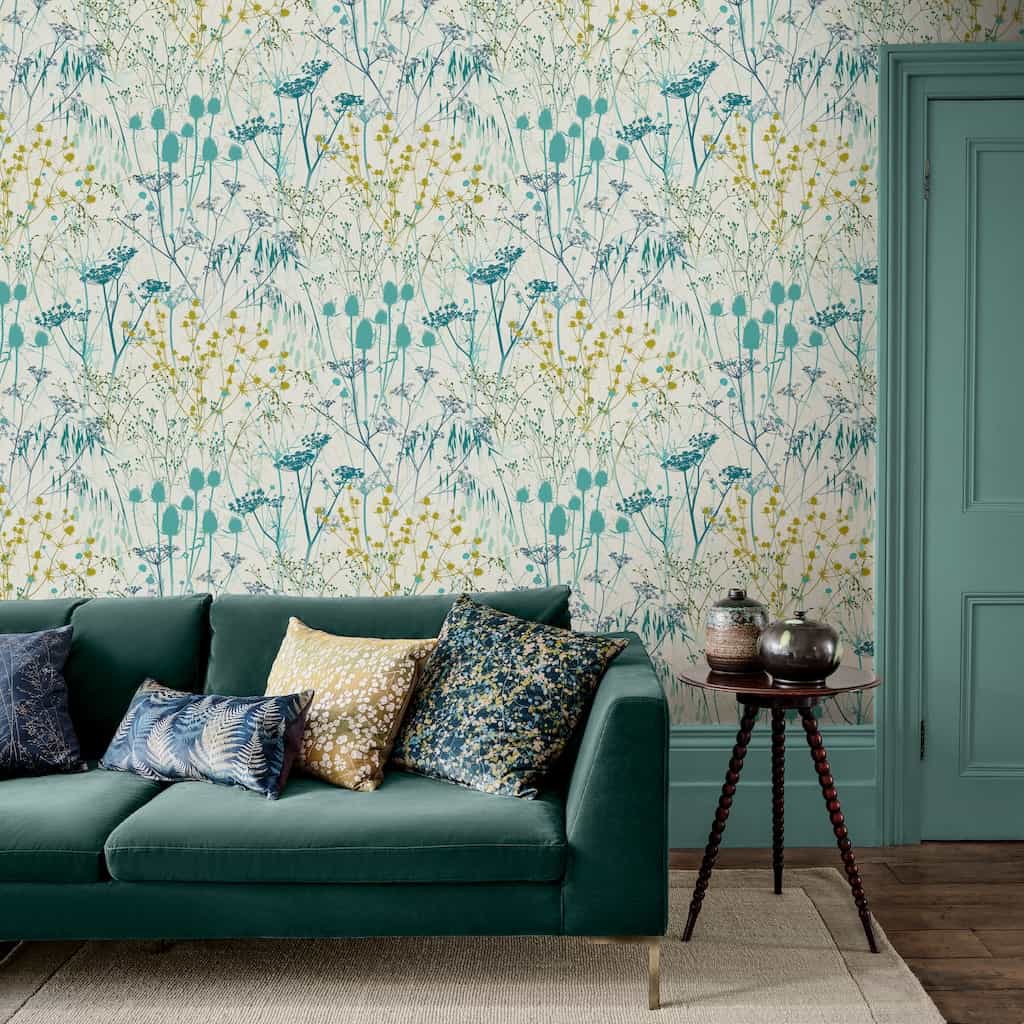 Clarissa Hulse Summer Border Verdigris Green Wallpaper