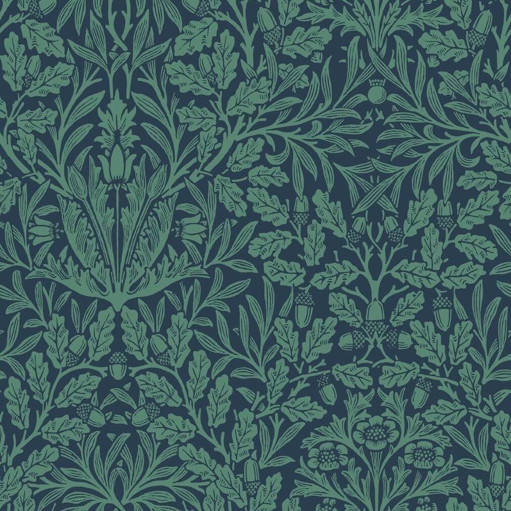 william-morris-acorn-heritage-blue-wallpaper-leaf-design-decor