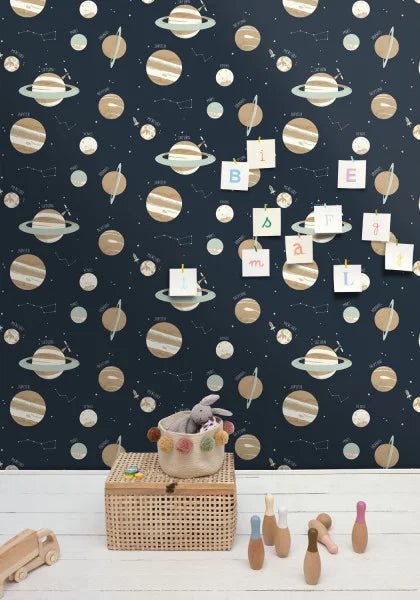 Caselio Our Planet Universe Midnight Blue & Beige Wallpaper – Decor ...