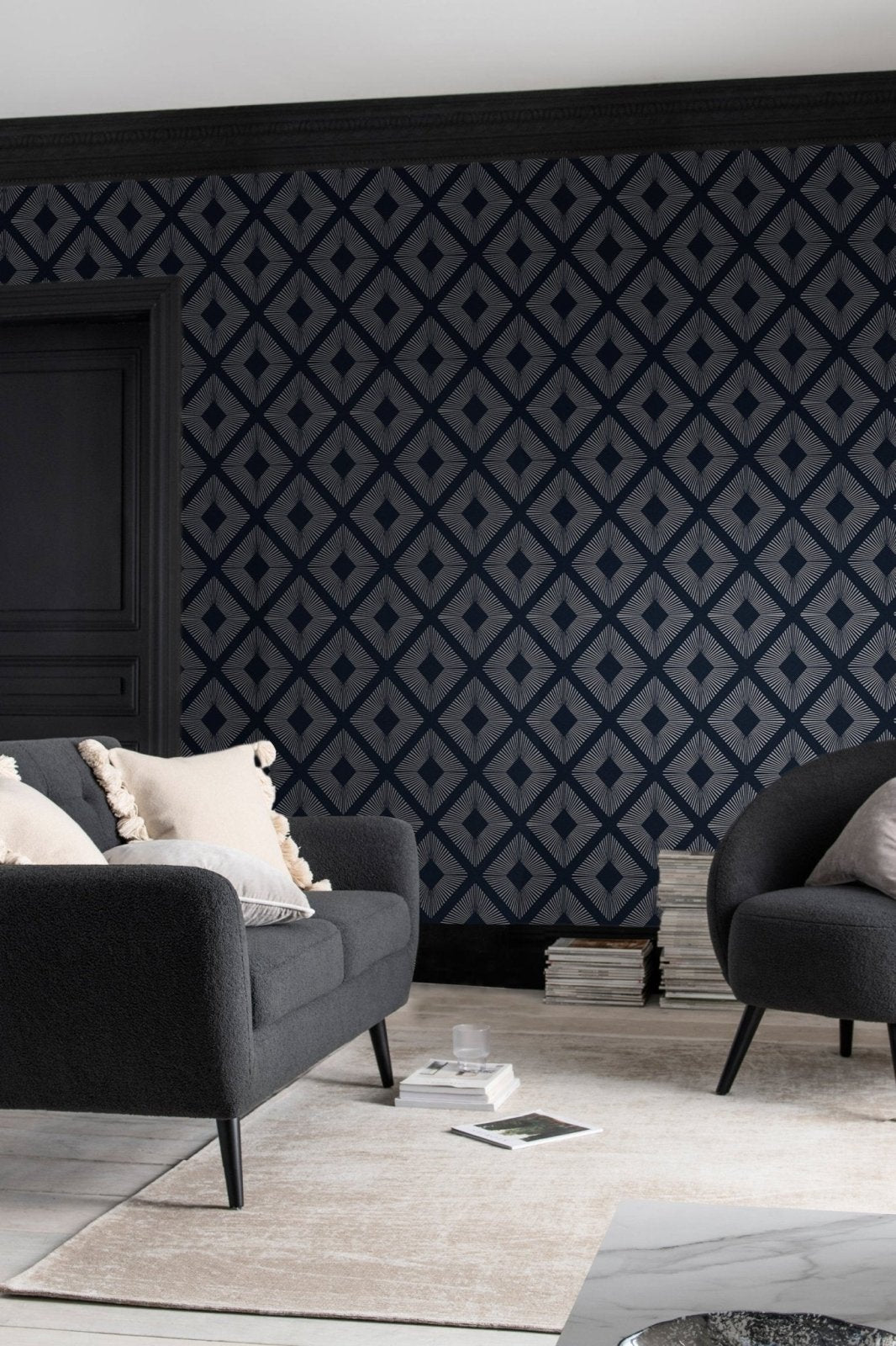 Next Deco Triangle Navy Wallpaper – Decor Warehouse